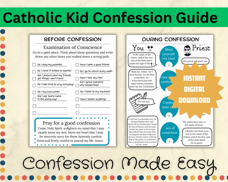Catholic Kid Confession Guide: Examination of Conscience (digital ...