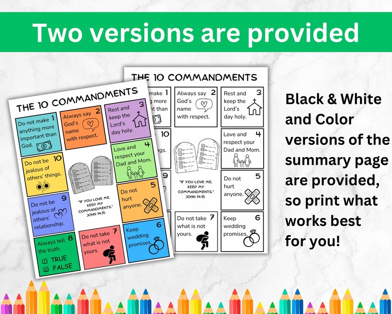 10 Commandments Printable | Catholic Classroom Activities for Catholic ...