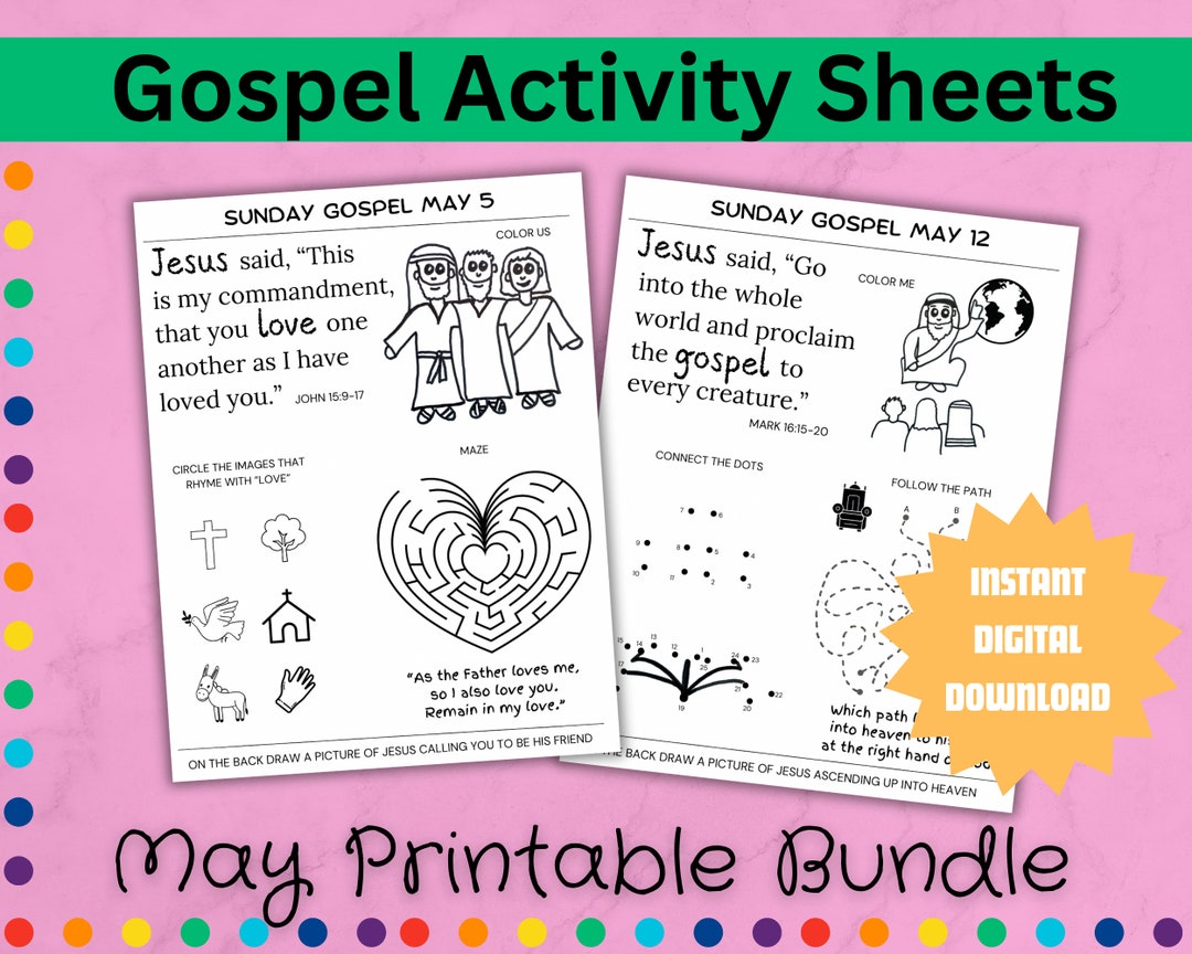 May Gospel Lessons With Kids Bible Coloring Catholic Kids Digital Print ...