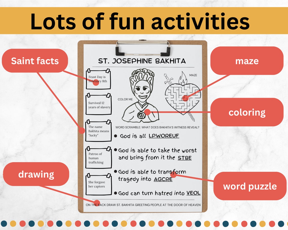 St Josephine Bakhita Printable Saints for Kids Catholic Activity ...