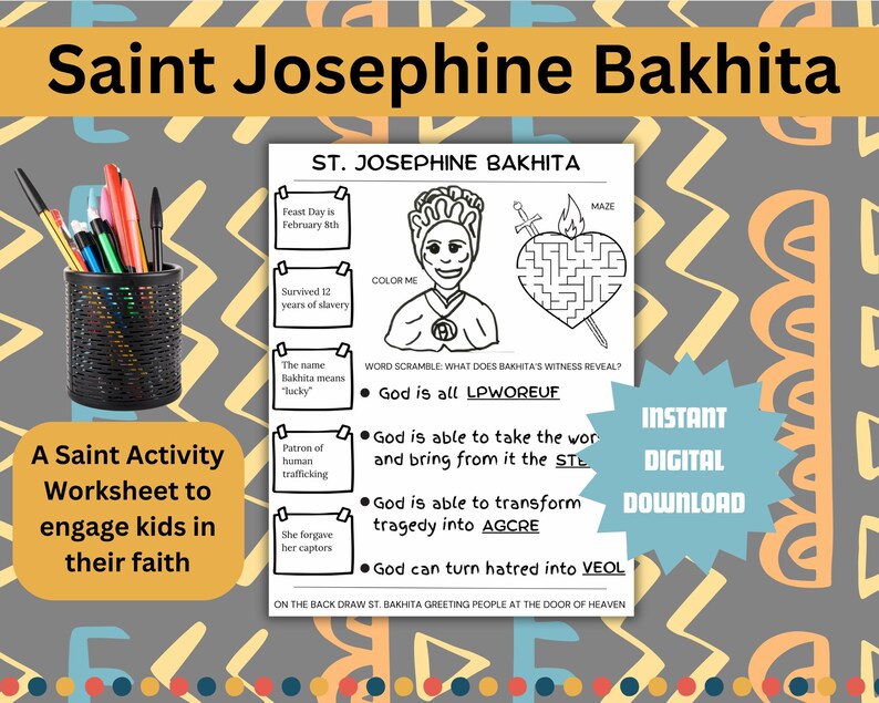 St Josephine Bakhita Printable | Saints for Kids | Catholic Activity ...