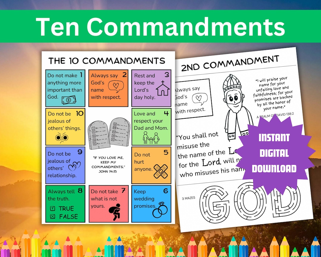 10 Commandments Printable | Catholic Classroom Activities for Catholic ...