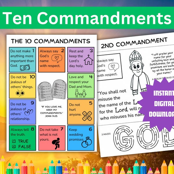 Ten Commandments Poster - Etsy
