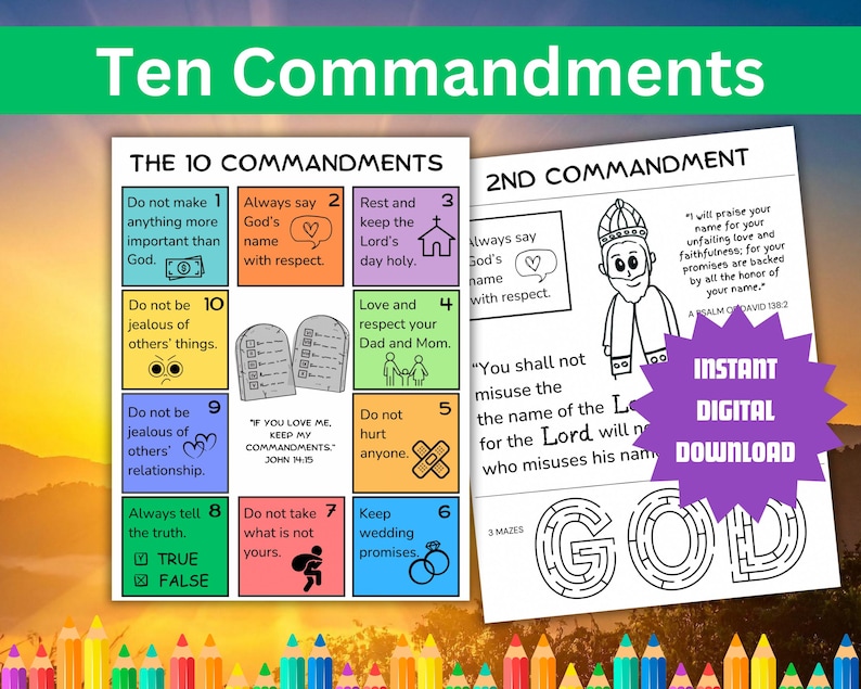 10 Commandments Printable | Catholic Classroom Activities for Catholic ...