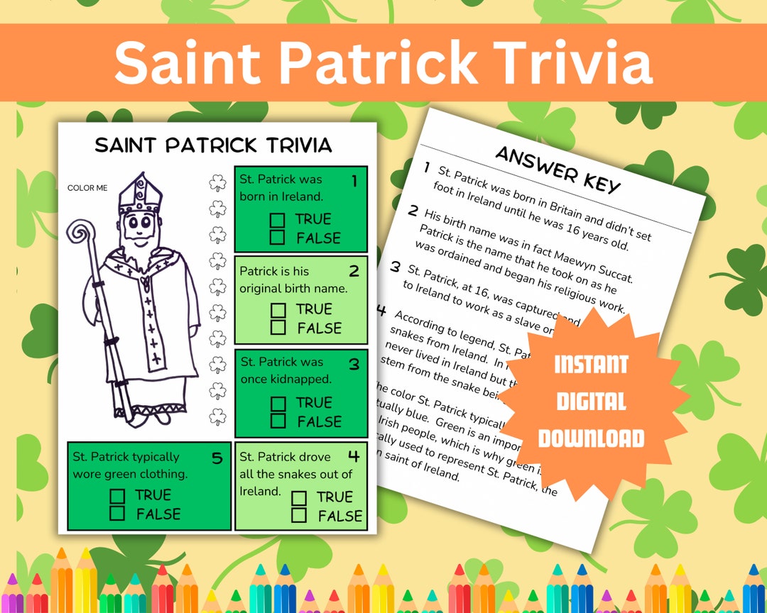 St Patrick's Trivia Digital Download | Interactive St Patrick's Day ...