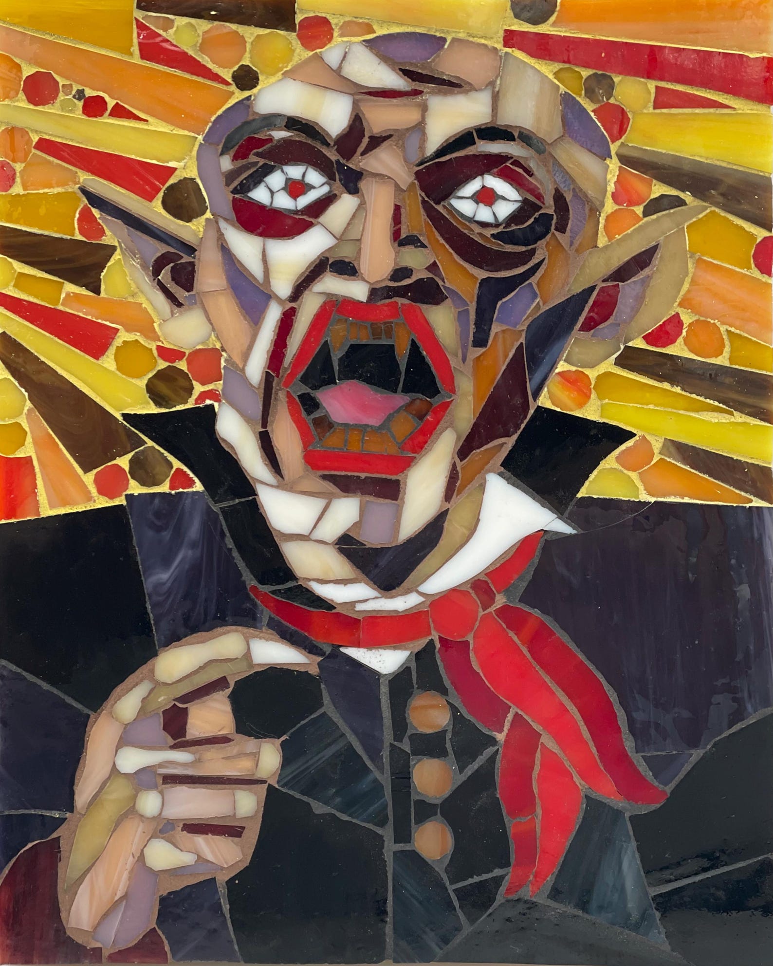 Stained Glass Vampire Mosaic: Gothic Horror Halloween Decor - Etsy