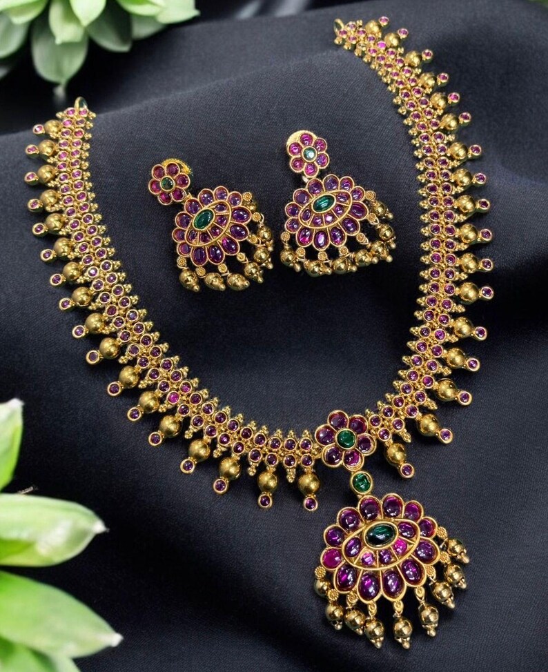 Lotus Set/indian Jewelry/kemp Jewelry/partywear Jewelry Set - Etsy