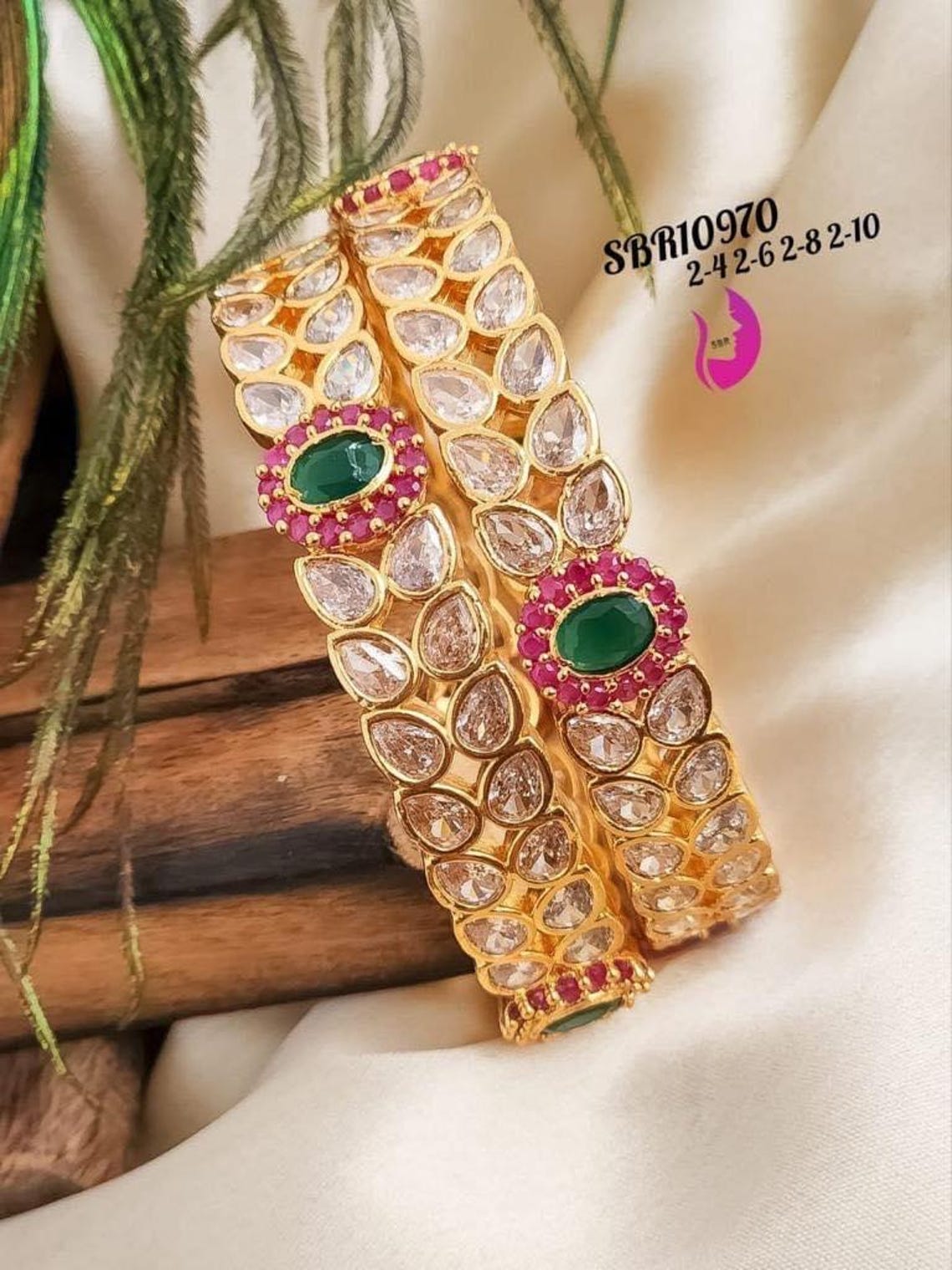 Uncut Stone Bangle/ Wedding Bangle/south Indian Bangle/matt Gold Bangle ...