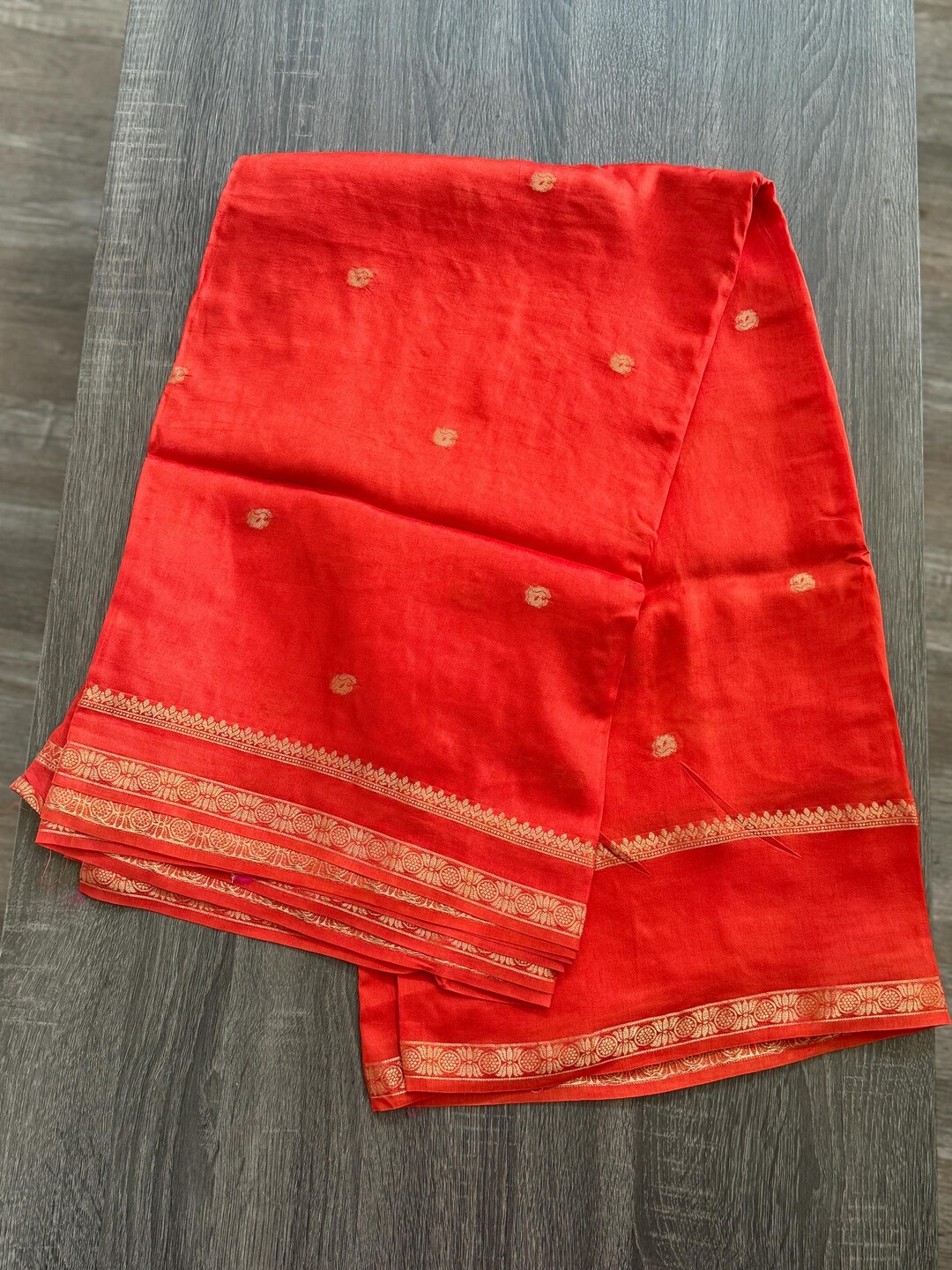 Vintage Orange Crape Silk Traditional Saree - Etsy