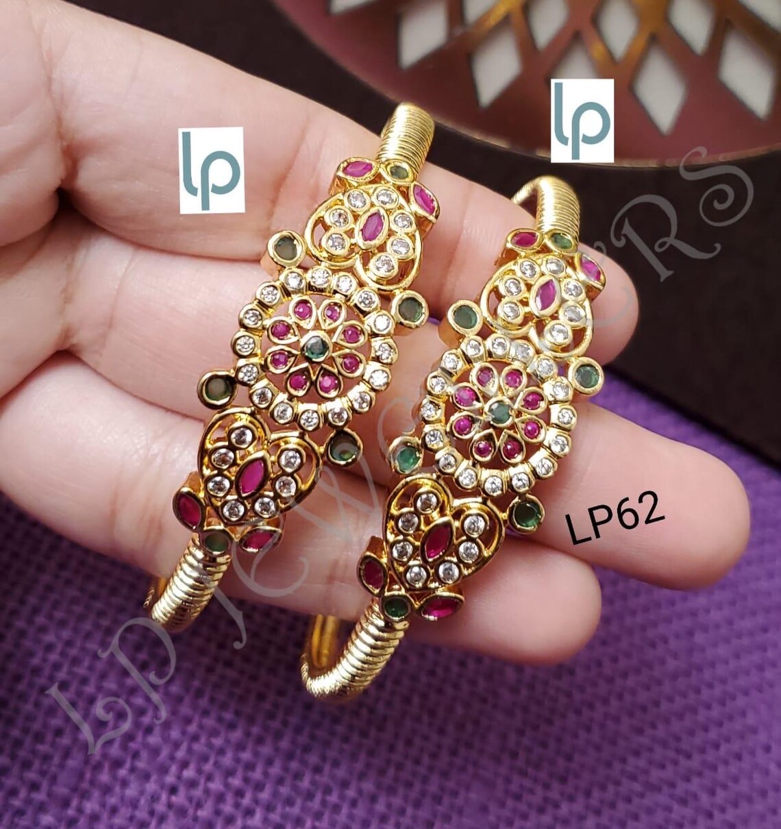 Uncut Stone Bangle/ Wedding Bangle/south Indian Bangle/matt Gold Bangle ...