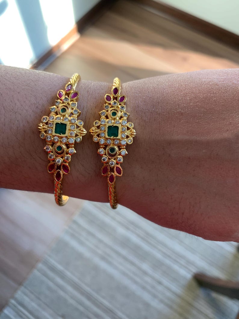 Uncut Stone Bangle/ Wedding Bangle/south Indian Bangle/matt Gold Bangle ...