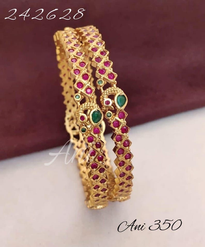 Uncut Stone Bangle/ Wedding Bangle/south Indian Bangle/matt Gold Bangle ...