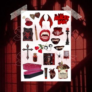 Vampire Fang Bat Goth Blood Coffin Printable Digital Download Collage ...