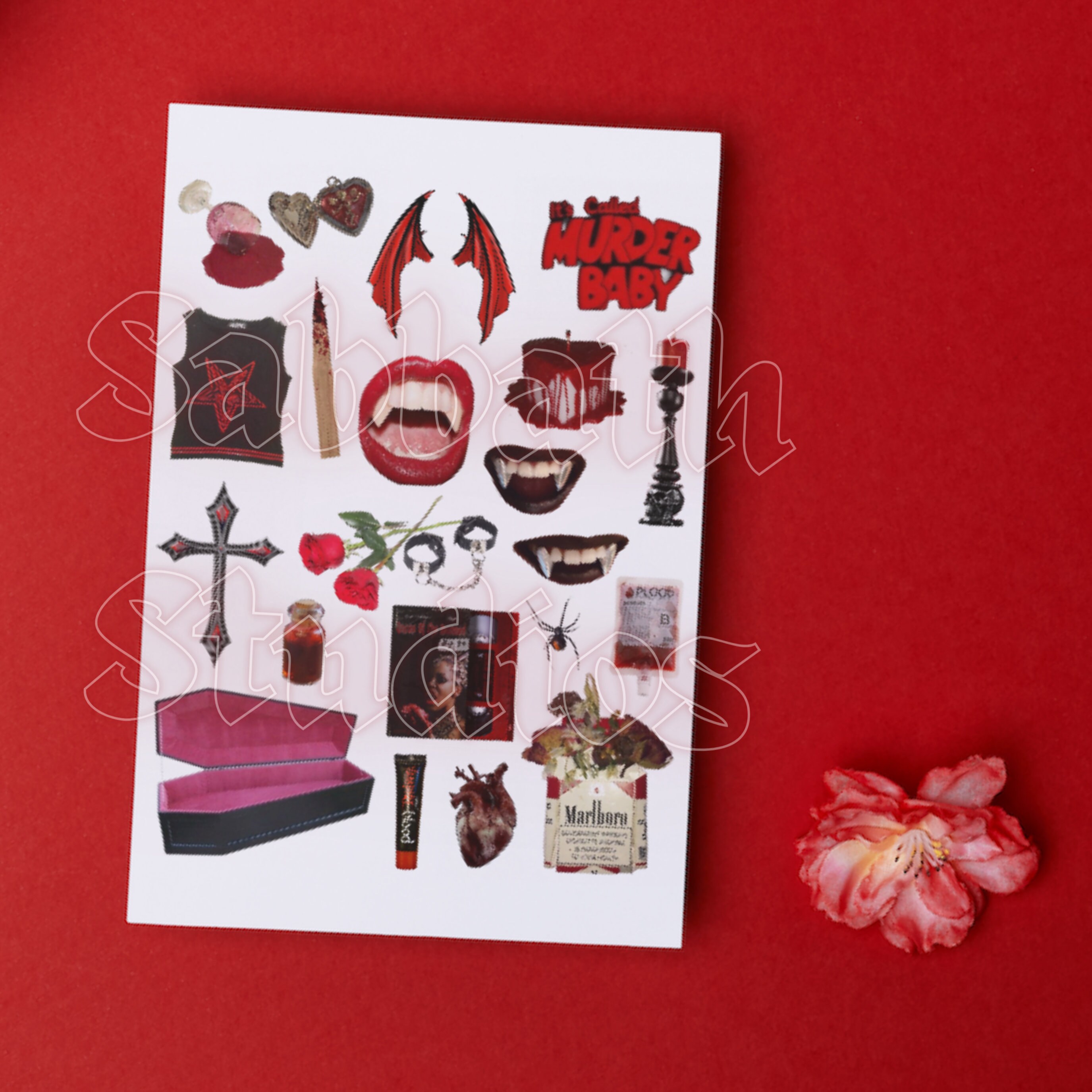 Vampire Fang Bat Goth Blood Coffin Printable Digital Download Collage ...