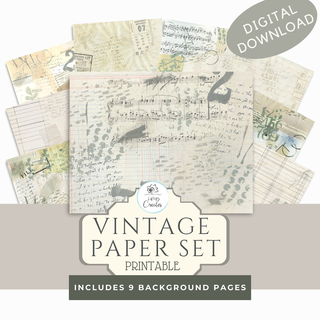 Printable Vintage Style Collage Papers, Junk Journal Paper, Scrapbook ...