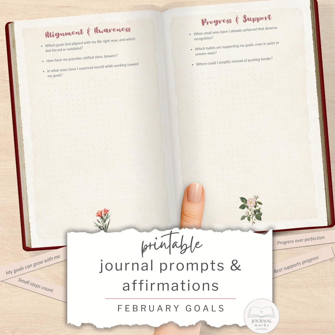 Floral Journal Prompts - February Goals, Printable Writing Pages ...
