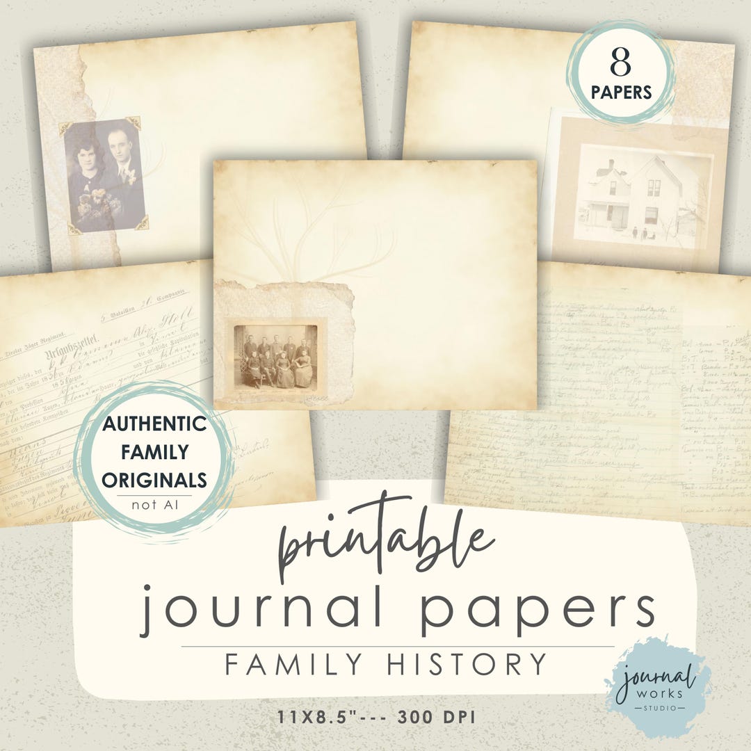 Family History Journal Papers, Printable Backgrounds, Digital Download ...