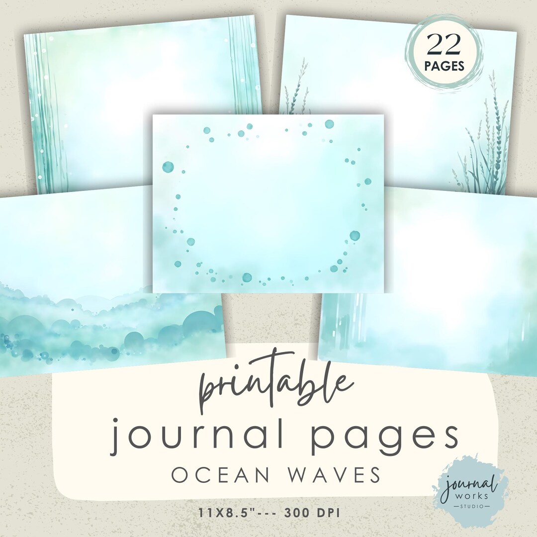 Ocean Waves Printable Journal Pages, Watercolor Sea Papers (digital ...