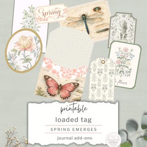 Spring Emerges Loaded Tag, Printable Digital Download, Botanical and ...