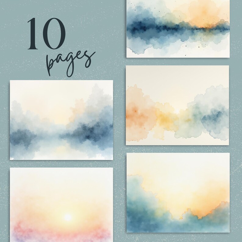 Watercolor Sky Themed Journal Pages, Digital Download, Colors of the ...