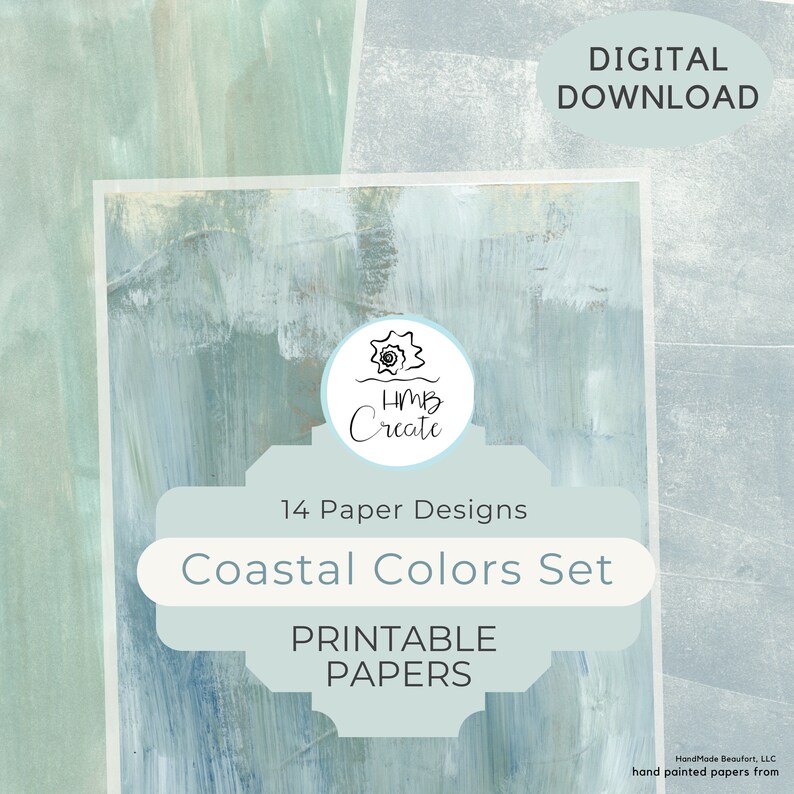 Printable Coastal Colors Collage Papers, Junk Journal Paper, Hand ...
