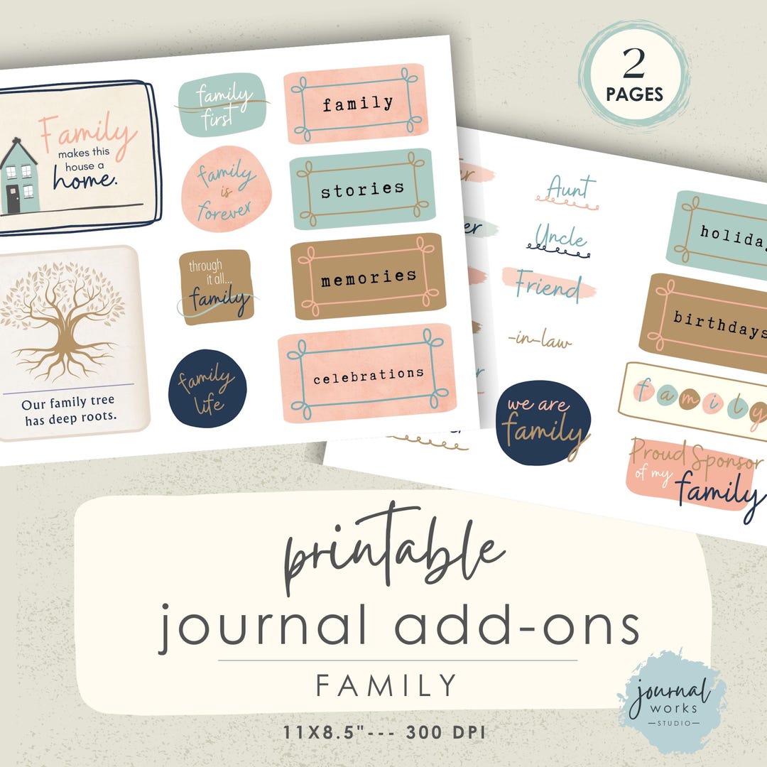 Family Journal Add-ons, Printable Digital Download, Embellishments - Etsy