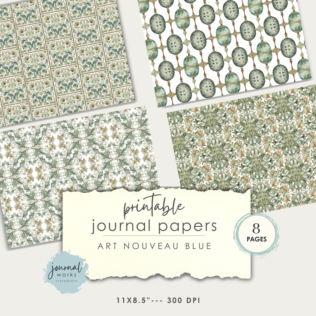 Art Nouveau Patterned Papers, Printable Decorative Pages, Junk ...