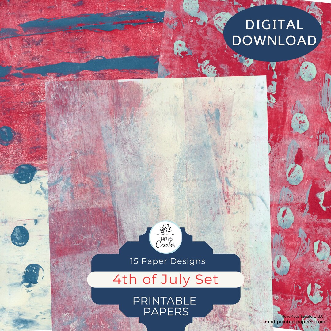 Printable July 4th Collage Papers, Mixed Media Prints, Scrapbook Paper ...