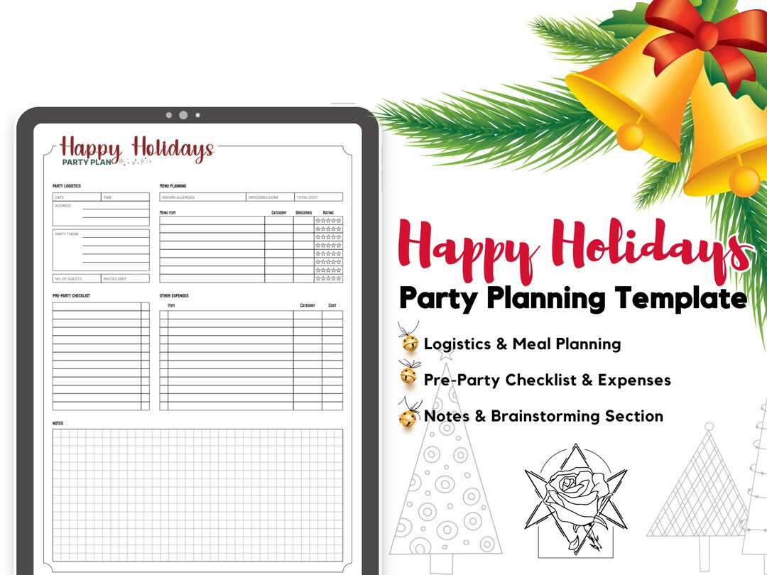 Holiday Party Planning Template - Etsy