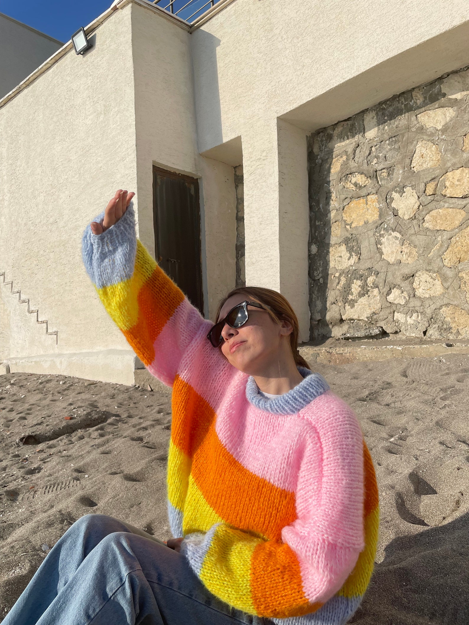 Multi Colored Sweater, Crochet Sweater, Unisex Sweater, Oversize ...