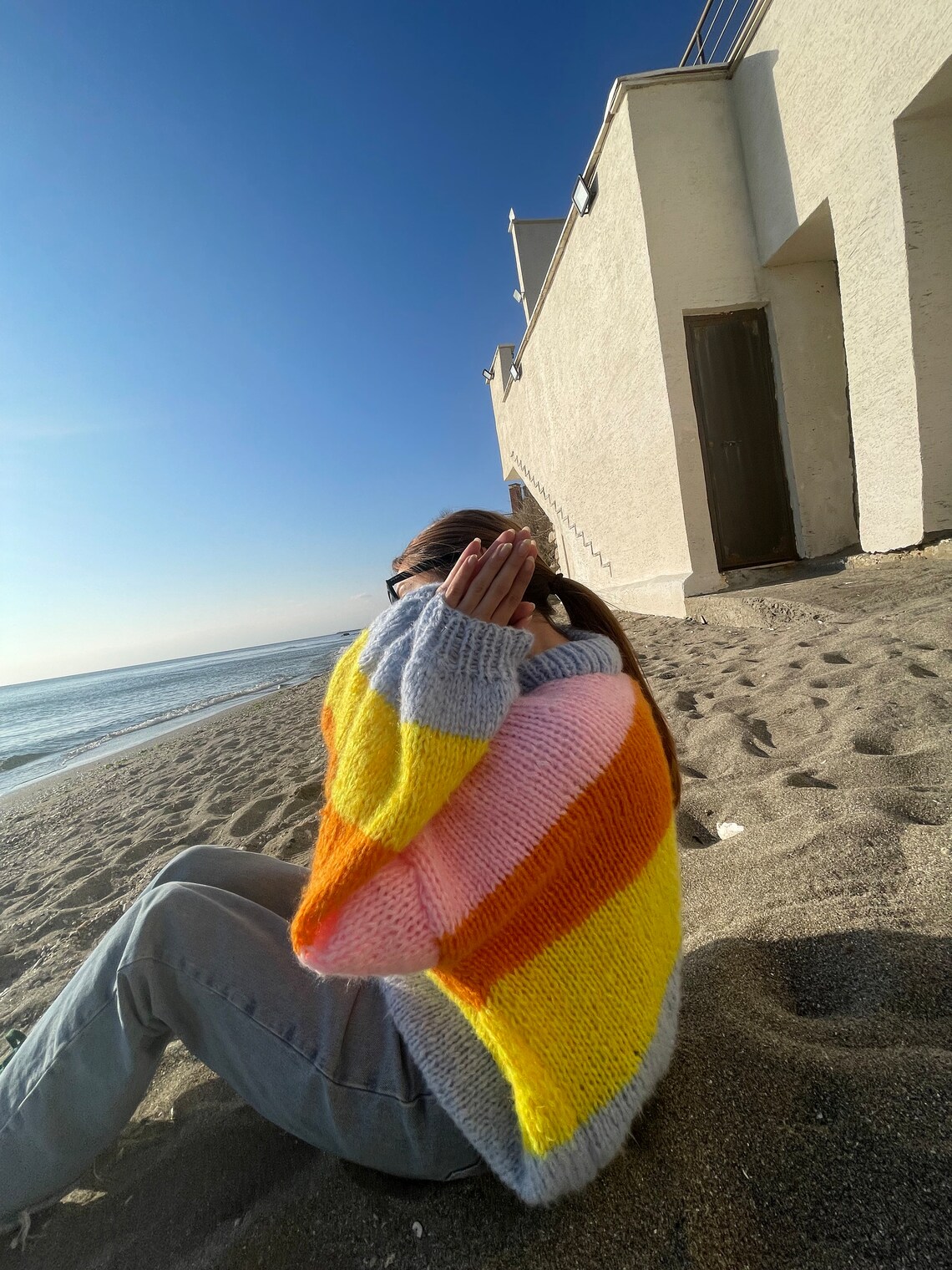 Multi Colored Sweater, Crochet Sweater, Unisex Sweater, Oversize ...