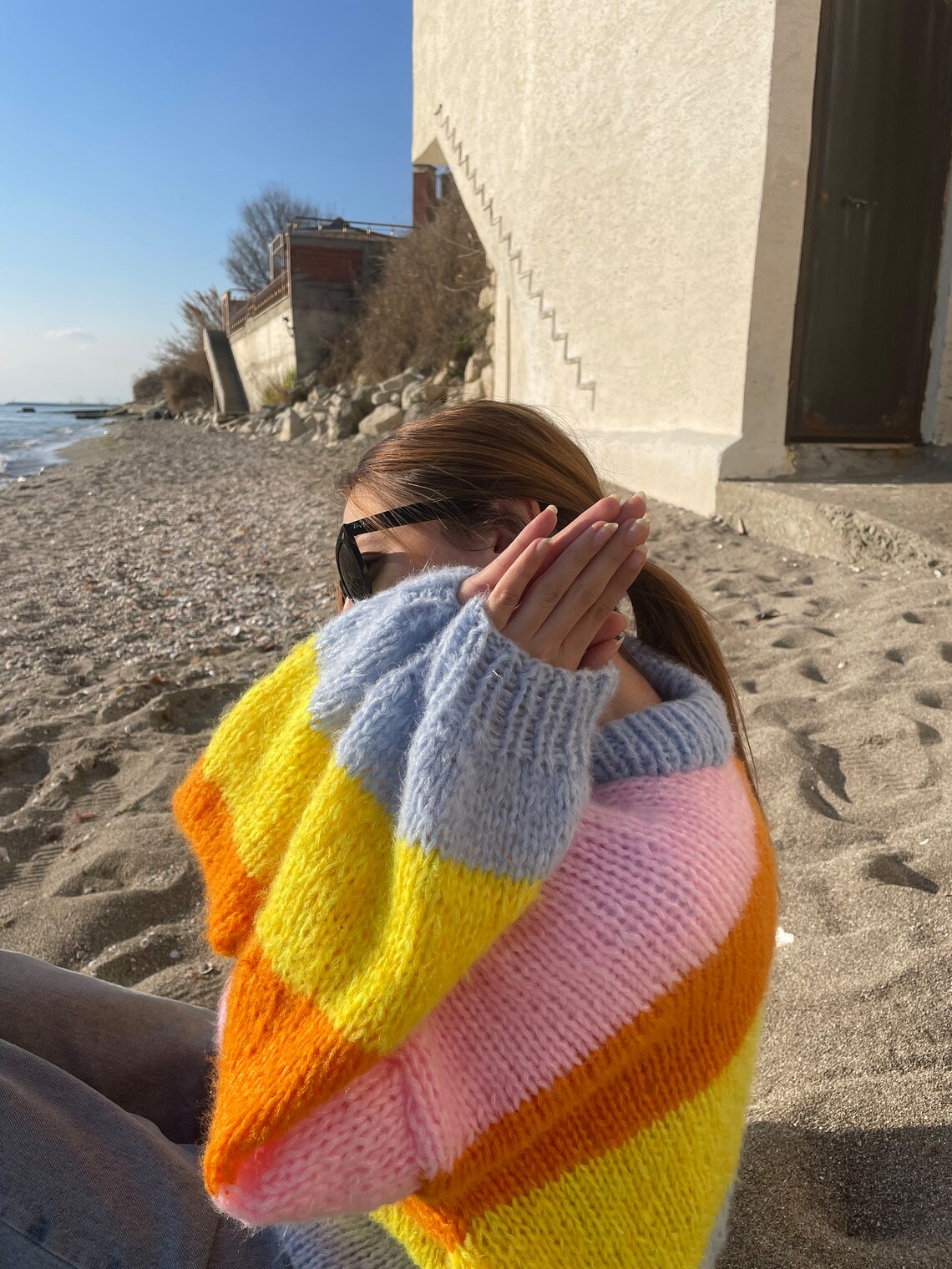 Multi Colored Sweater, Crochet Sweater, Unisex Sweater, Oversize ...