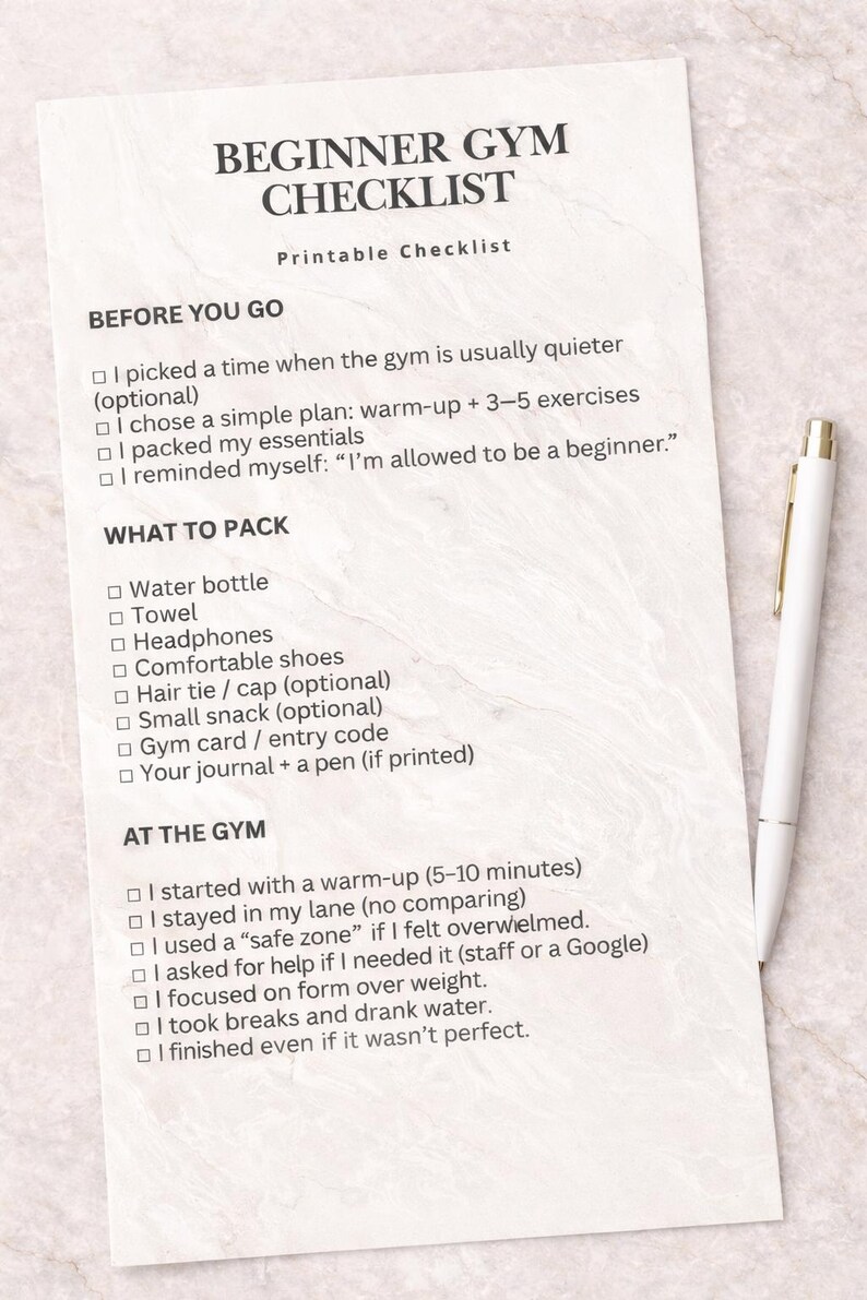 Simple Gym Checklist Printable, Checklist for Beginners, Workout ...