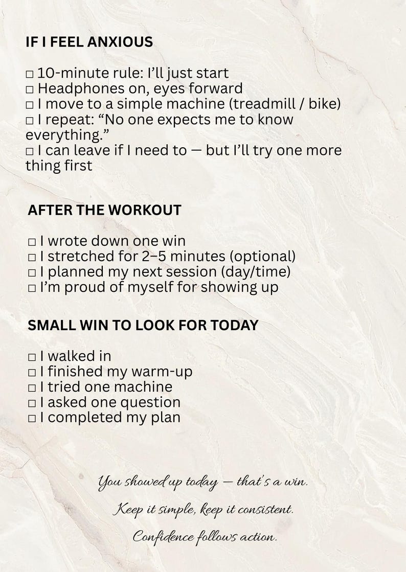 Simple Gym Checklist Printable, Checklist for Beginners, Workout ...