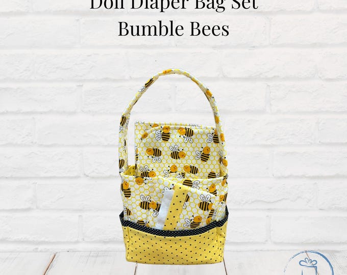 Baby Doll Diaper Bag Set/bumble Bees and Stripes Doll Diaper Bag ...