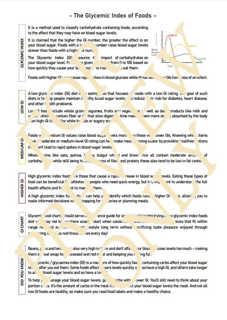 Diabetic Food List Glycemic Index Food List GI Template Glycemic Index ...