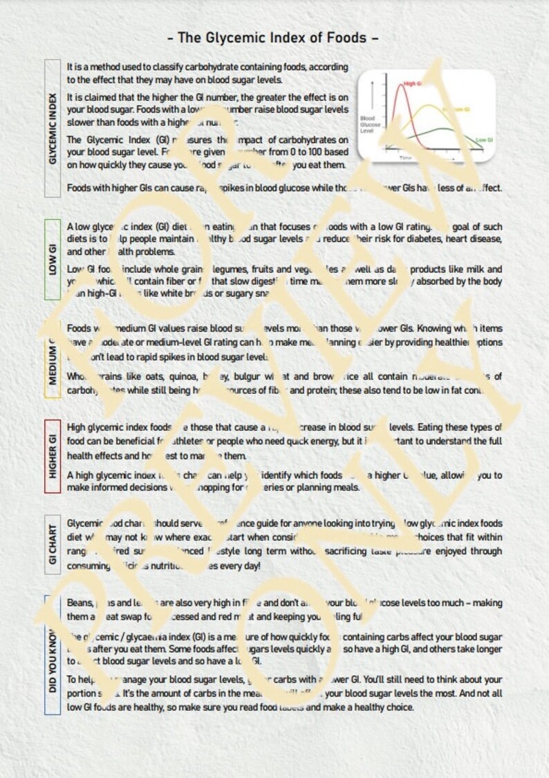 Diabetic Food List Glycemic Index Food List GI Template Glycemic Index ...