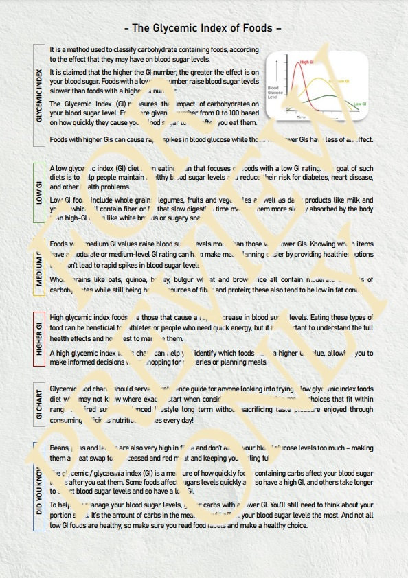 Diabetic Food List Glycemic Index Food List GI Template Glycemic Index ...