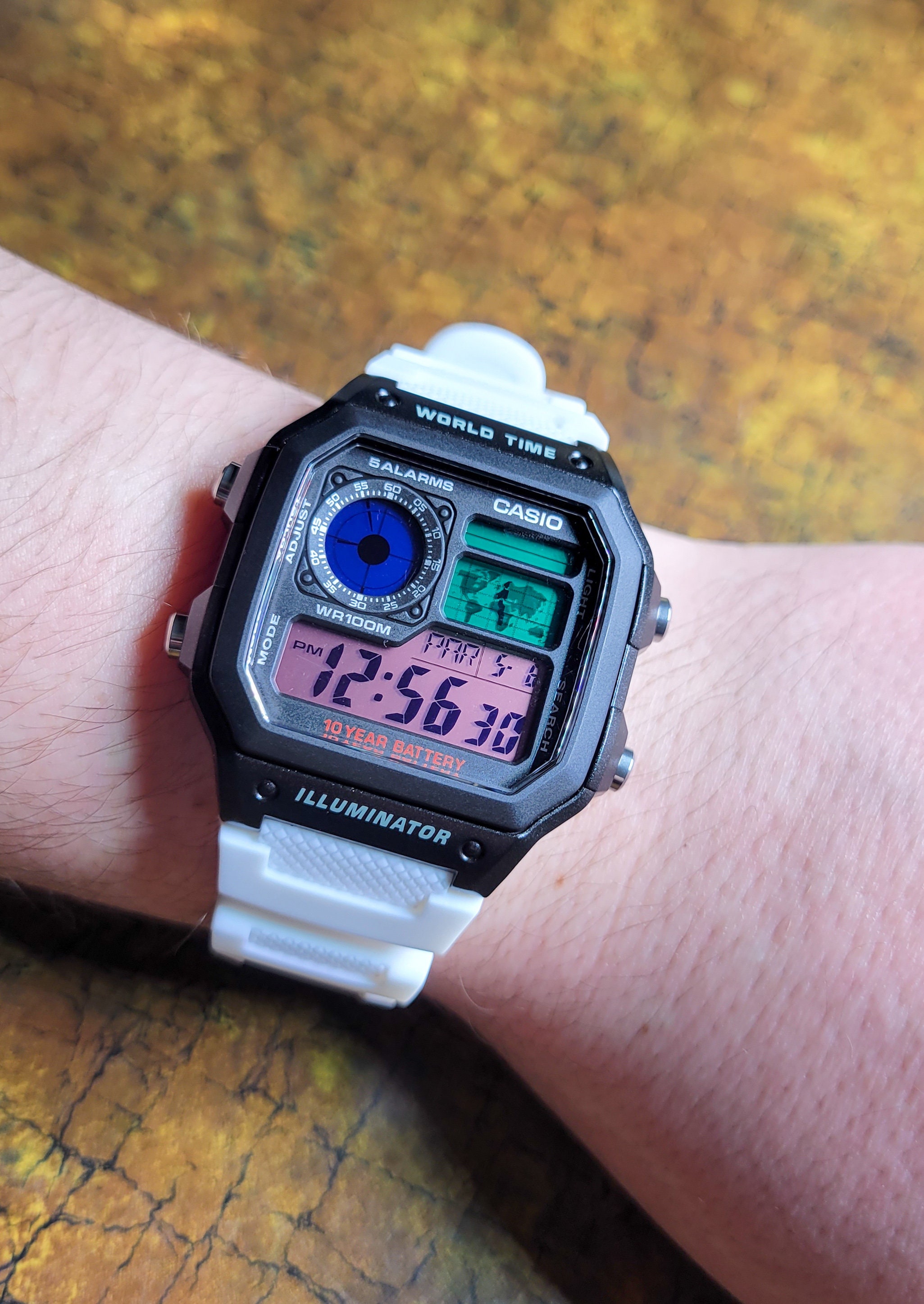 Womens Casio World Time AE-1200WH Custom Modified Travel Blue Green ...