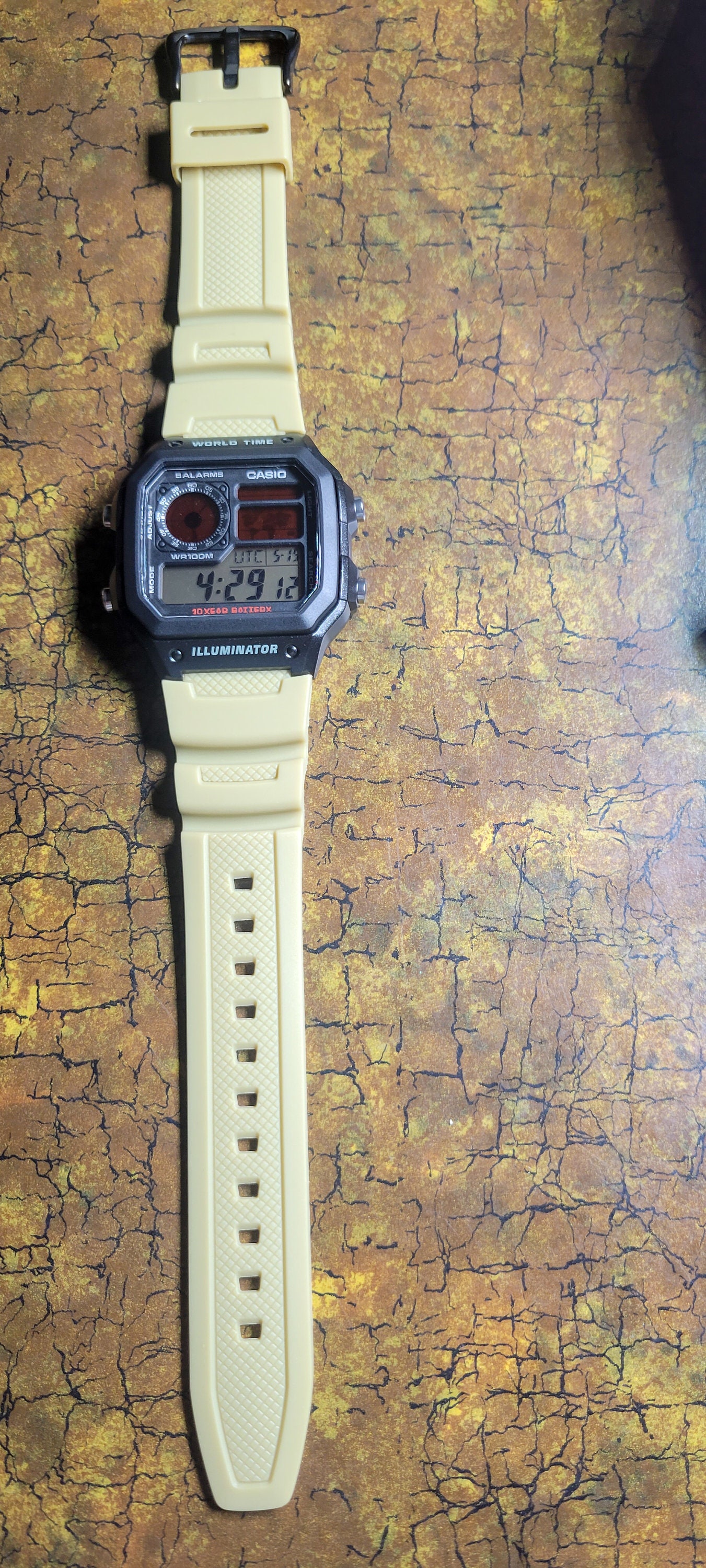 Mens Casio World Time AE-1200WH Custom Modified Travel Orange and Tan ...