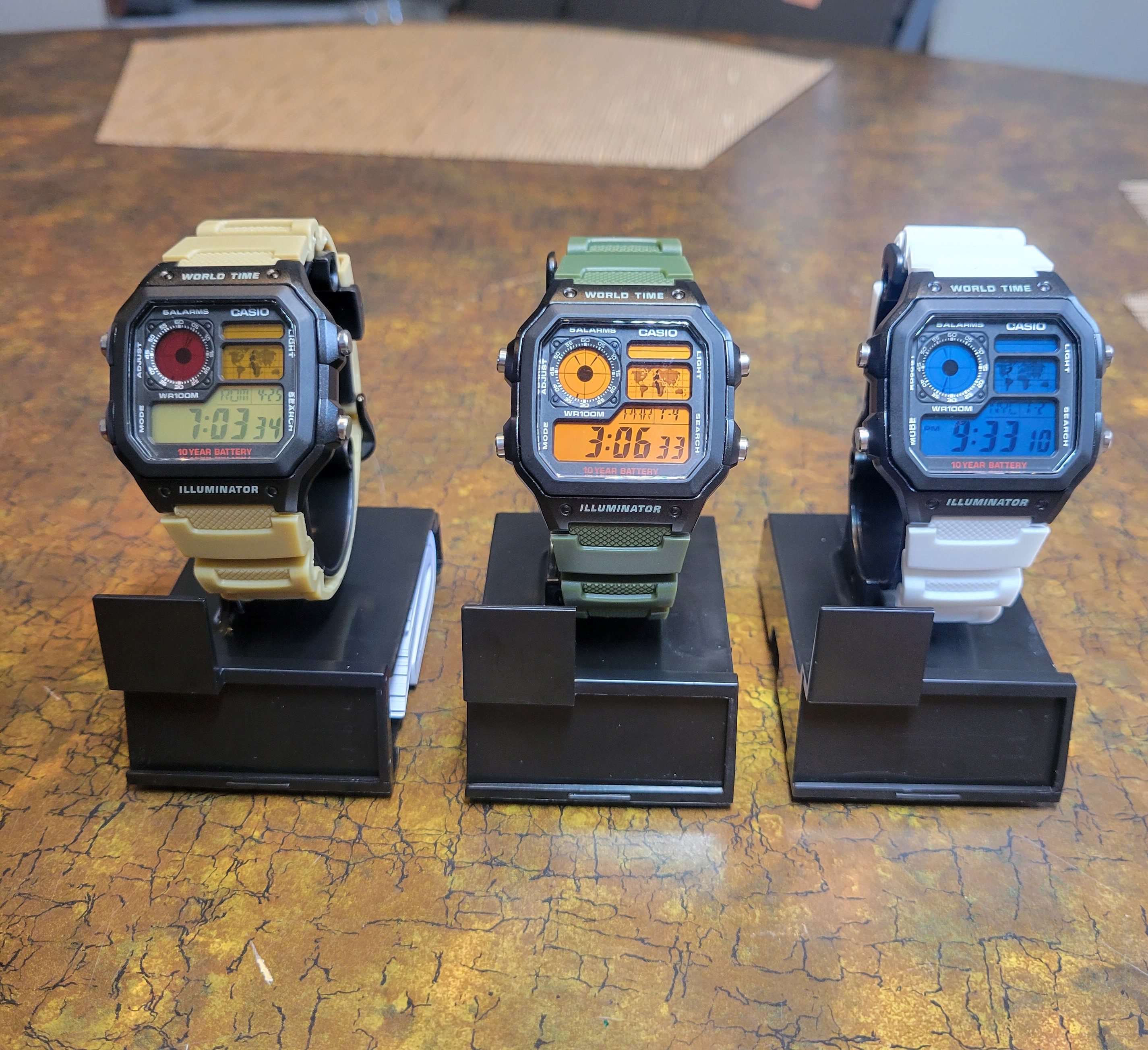 Casio AE1200WH World Time MOD Lot of 3 Water Resistant Watches - Etsy