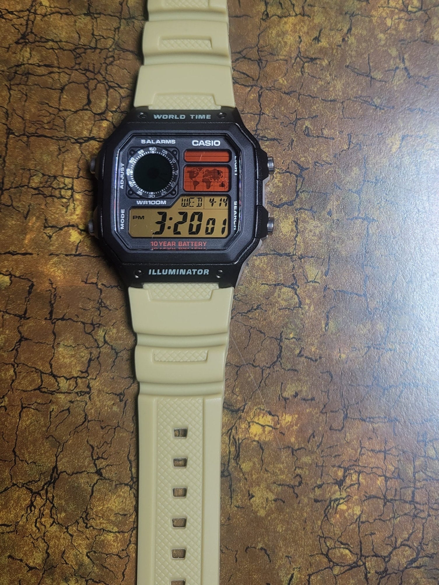 Mens Casio World Time AE-1200WH Custom Modified Green, Orange, and ...