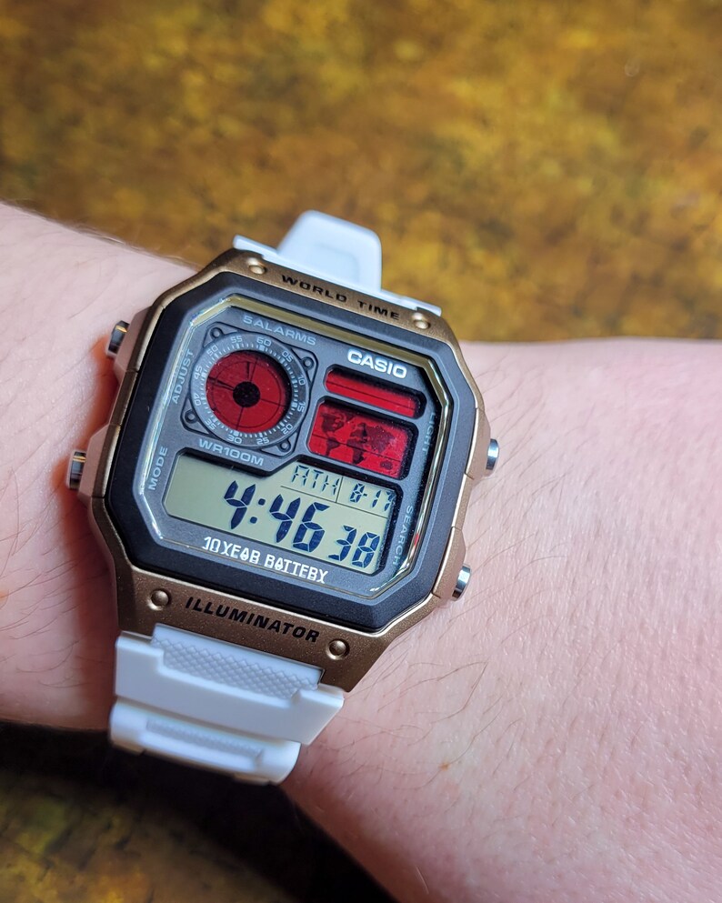 Mens Casio World Time AE-1200WH Custom Modified Color Screen Mod With ...