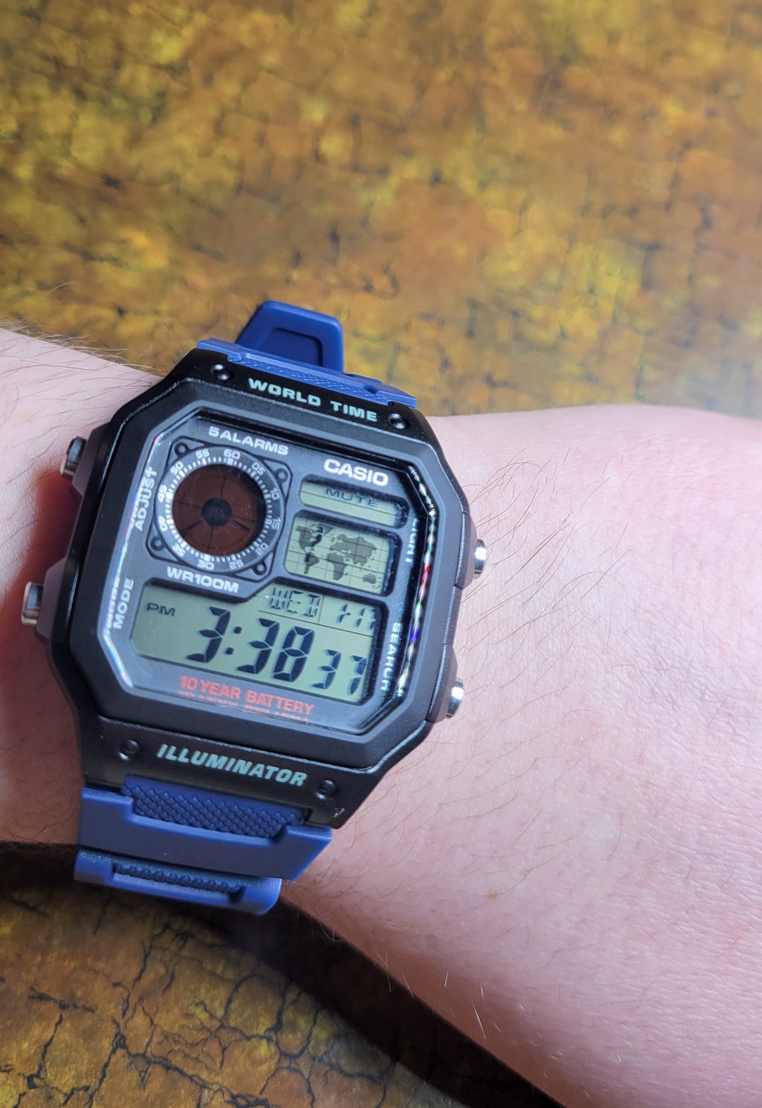 Mens Casio World Time AE-1200WH Custom Modified Gray and Brown Color ...