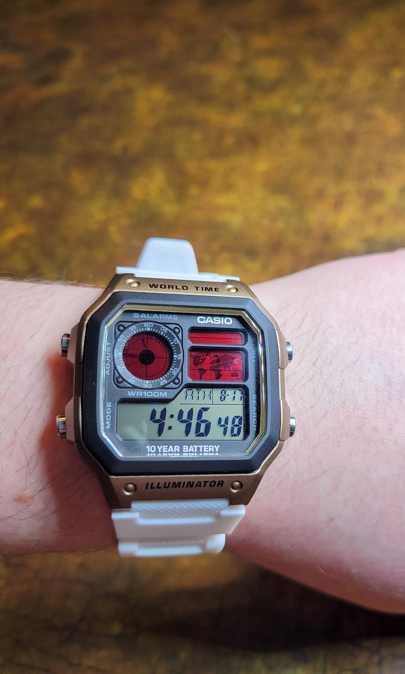 Mens Casio World Time AE-1200WH Custom Modified Color Screen Mod With ...