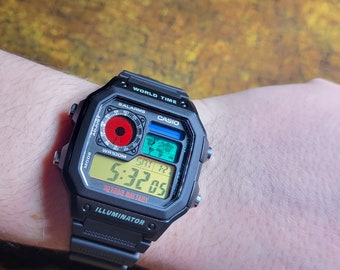 Mens Casio World Time AE-1200WH Custom Modified Travel Red, Blue, Green ...