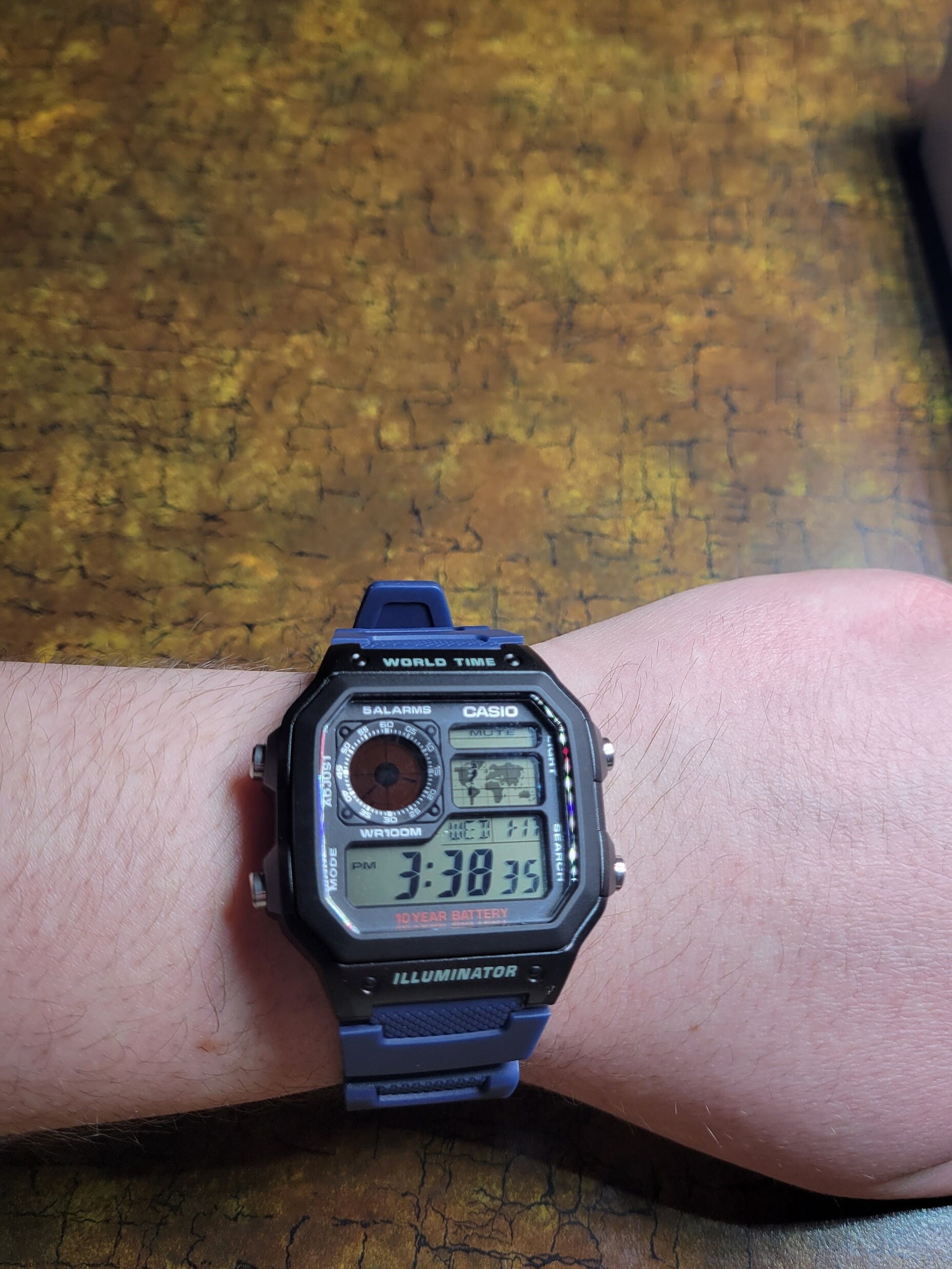 Mens Casio World Time AE-1200WH Custom Modified Gray and Brown Color ...