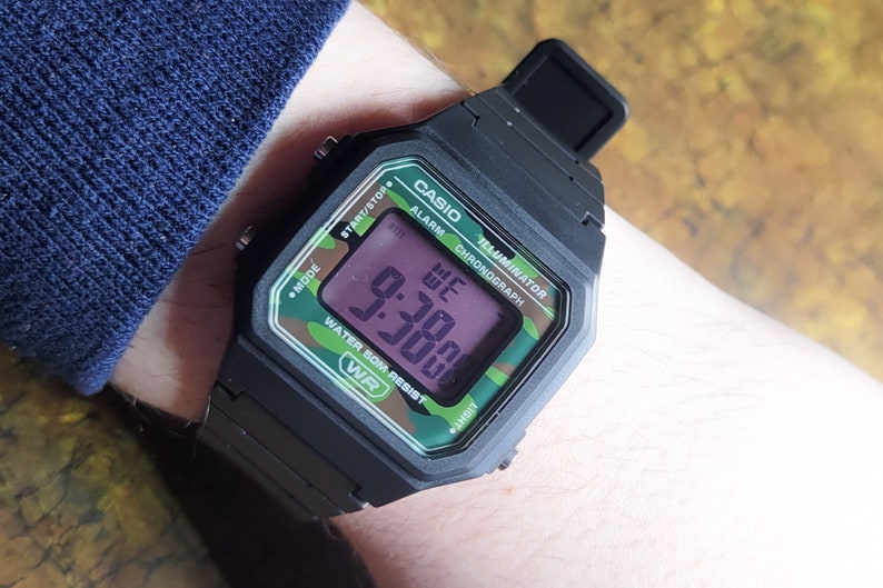 Womens Casio F91W Camo With Pink Color Screen Mod Water Resistant Watch ...