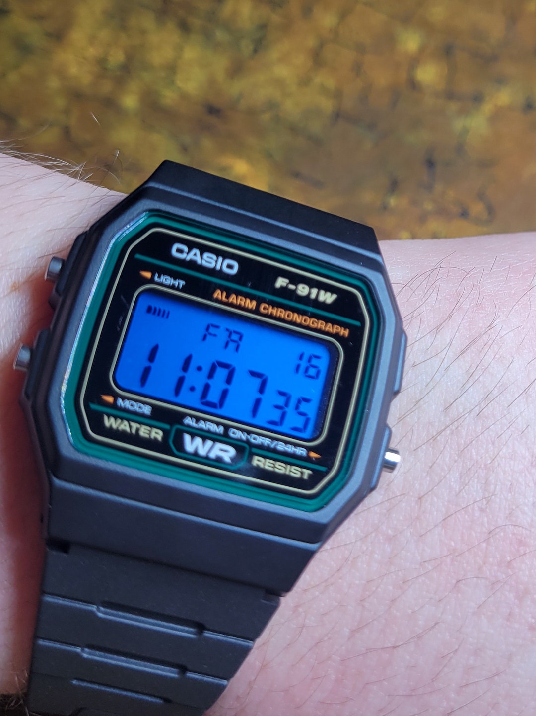 Mens Casio F91W Custom Mod With Blue Color Screen Mod Water Resistant Watch - Etsy