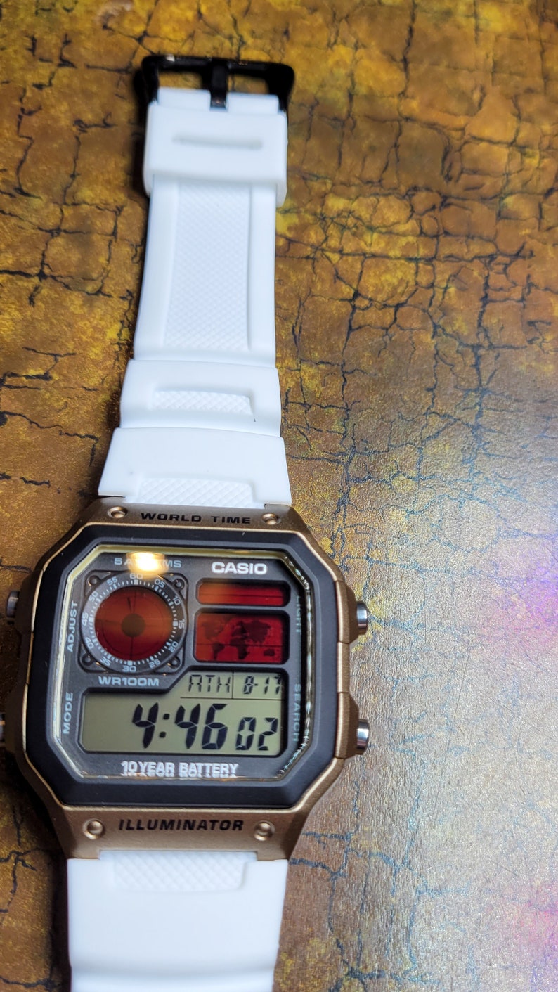 Mens Casio World Time AE-1200WH Custom Modified Color Screen Mod With ...